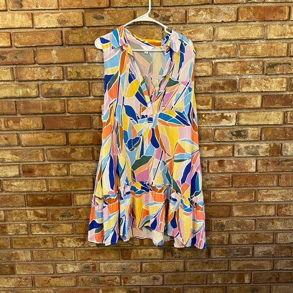 Time and Tru | Dresses | Time And Tru Blue And Yellow Ruffled Tiered ...